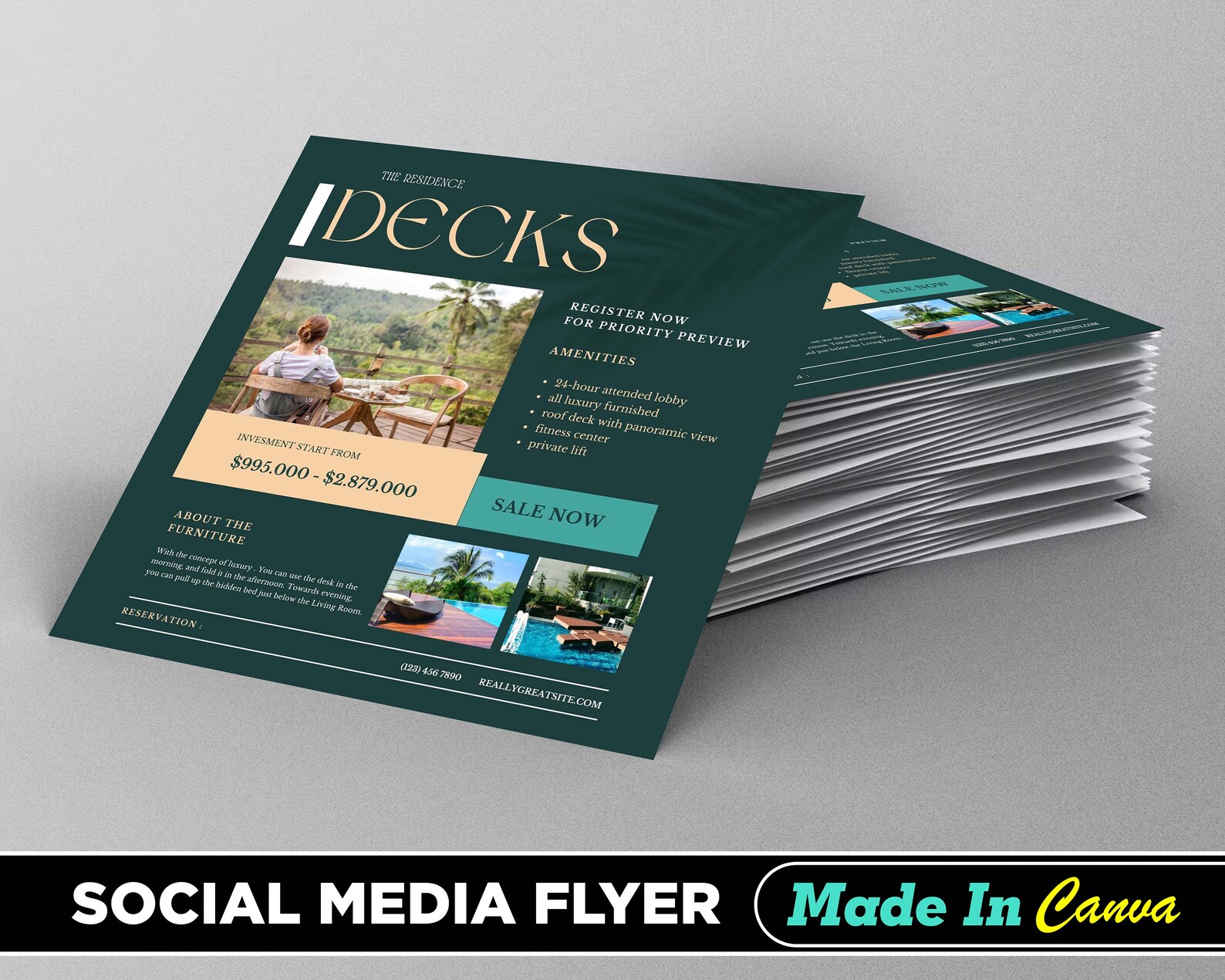 Decks Flyer, DIY Canva Decks Flyer Template, Editable Social Media ...