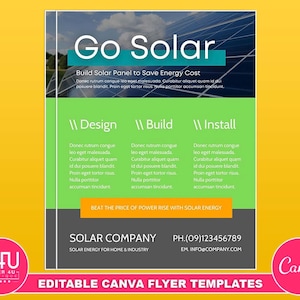Solar Flyers Template, DIY Canva Solar Flyers, Editable Canva US Letter ...