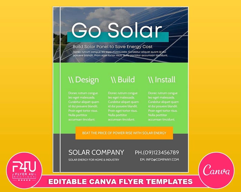 Solar Flyers Template DIY Canva Solar Flyers Editable Canva - Etsy