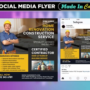 General Contractor Flyer, DIY Canva General Contractor Flyer Template ...