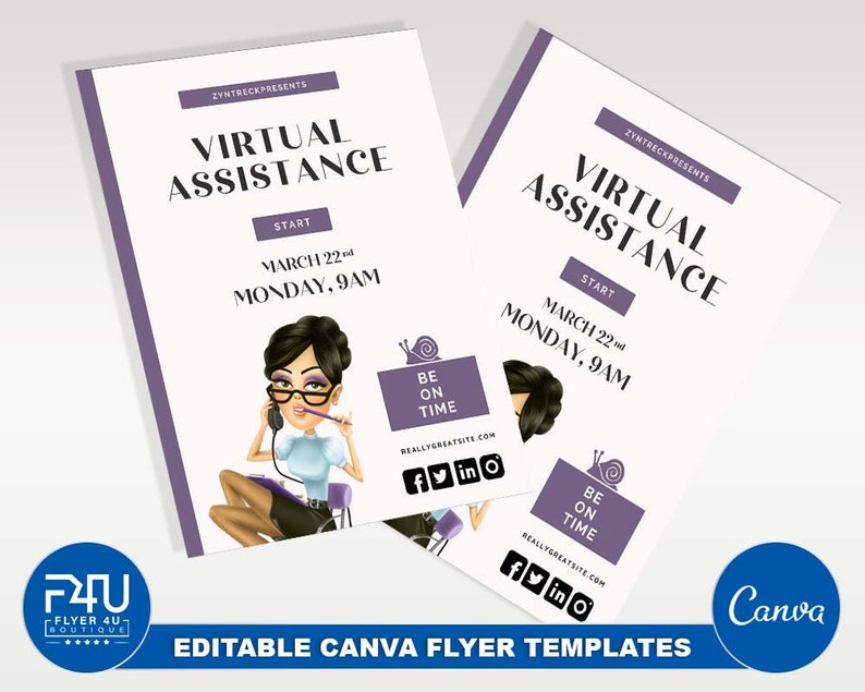 Virtual Assistant Flyer DIY Canva Virtual Assistant Flyer - Etsy