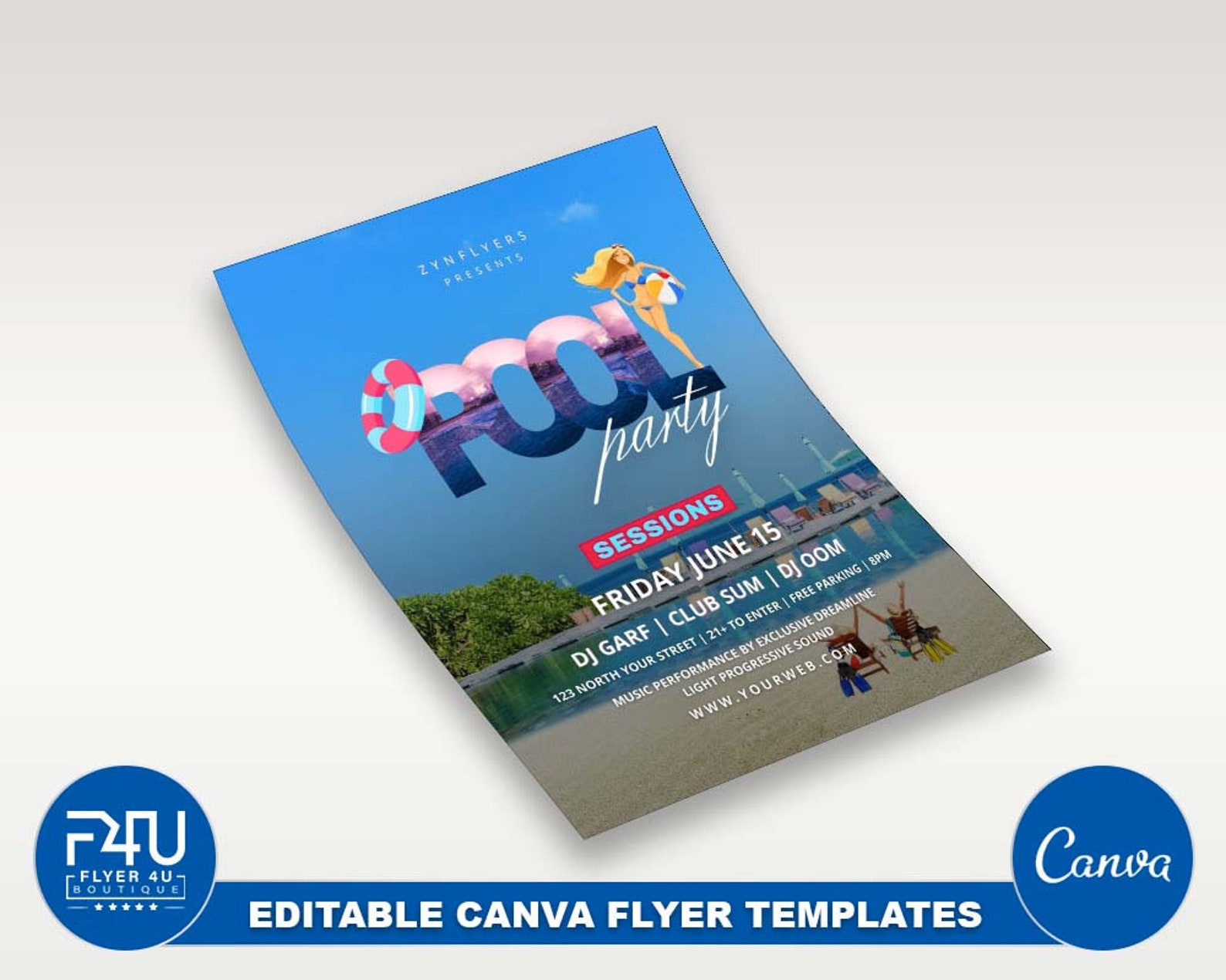 Pool Party Flyer DIY Canva Pool Party Flyer Template 2022 - Etsy Canada