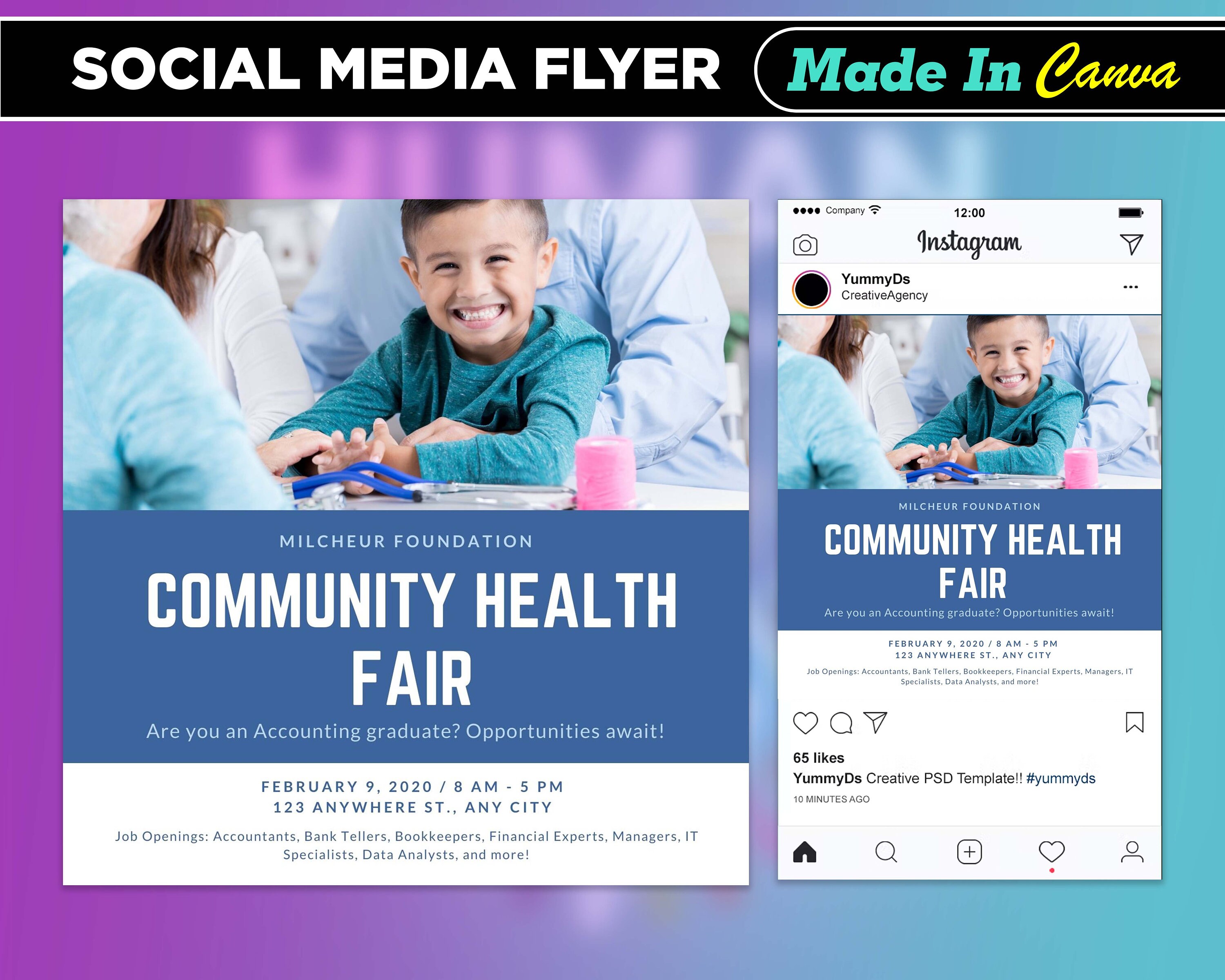 Community Health Fair Flyer, DIY Canva Community Health Fair Flyer ...