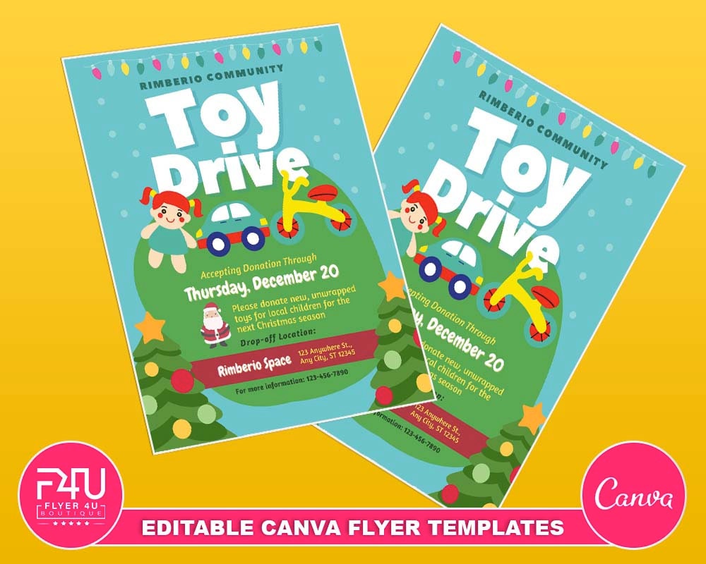 Toy Drive Event Flyer, DIY Canva Toy Drive Event Flyer, Editable Canva ...