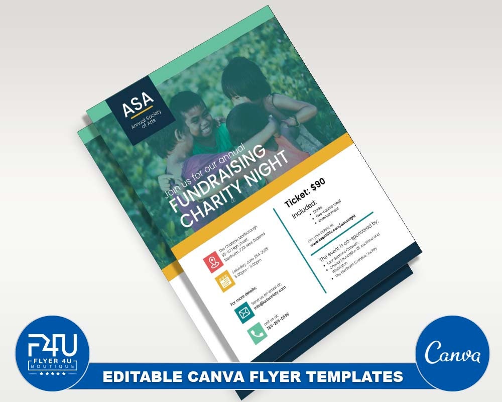 Fundraiser Flyer, DIY Canva Fundraiser Flyer Template 2022, Editable ...