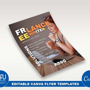 Freelance Writer Flyer, DIY Canva Freelance Writer Flyer Template 2022 ...