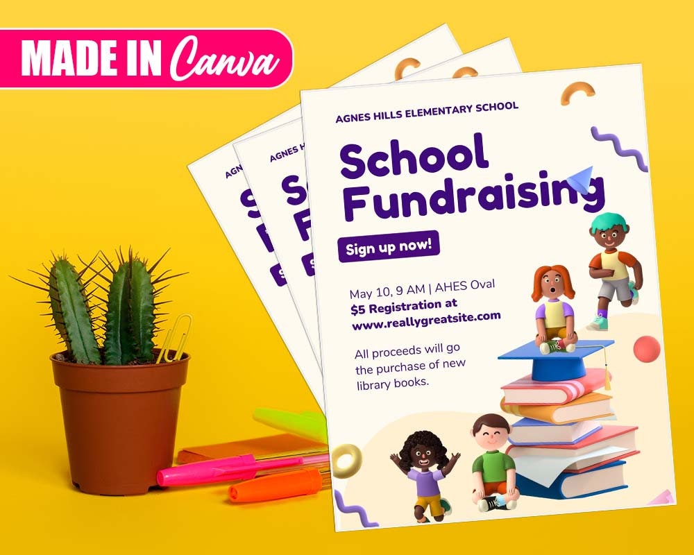 School Fundraising Flyer, DIY Canva School Fundraising Flyer, Editable ...