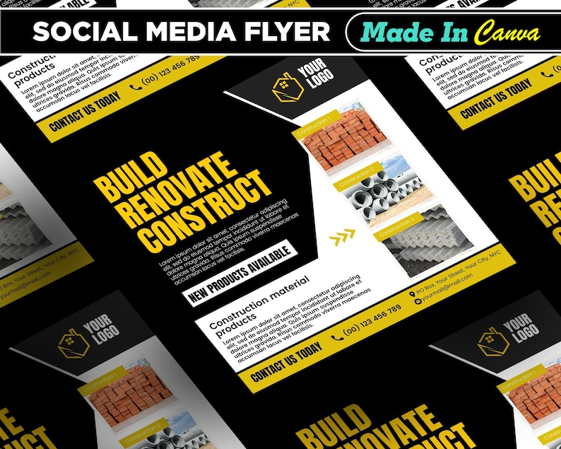 General Contractor Flyer, DIY Canva General Contractor Flyer Template ...
