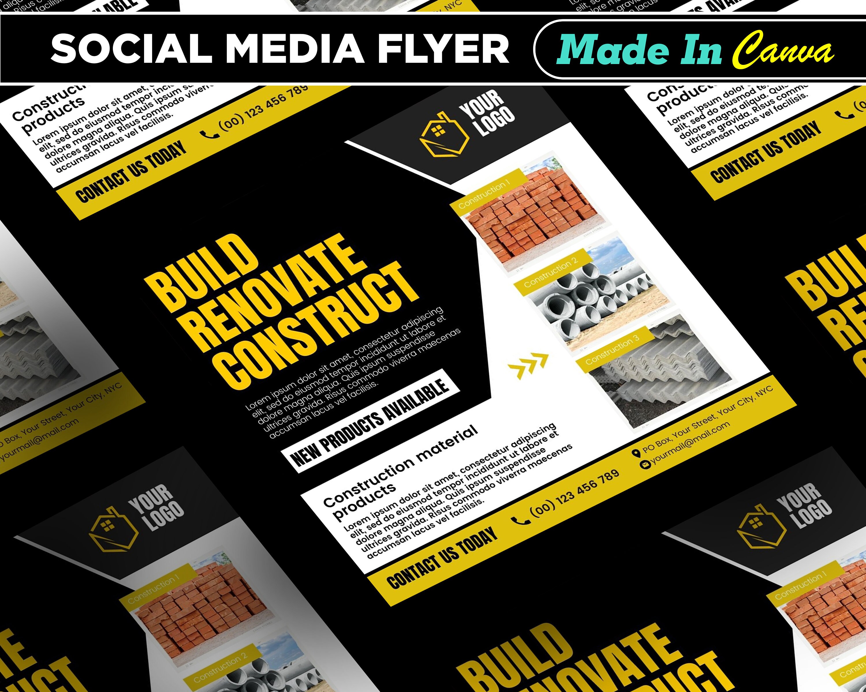 General Contractor Flyer, DIY Canva General Contractor Flyer Template ...