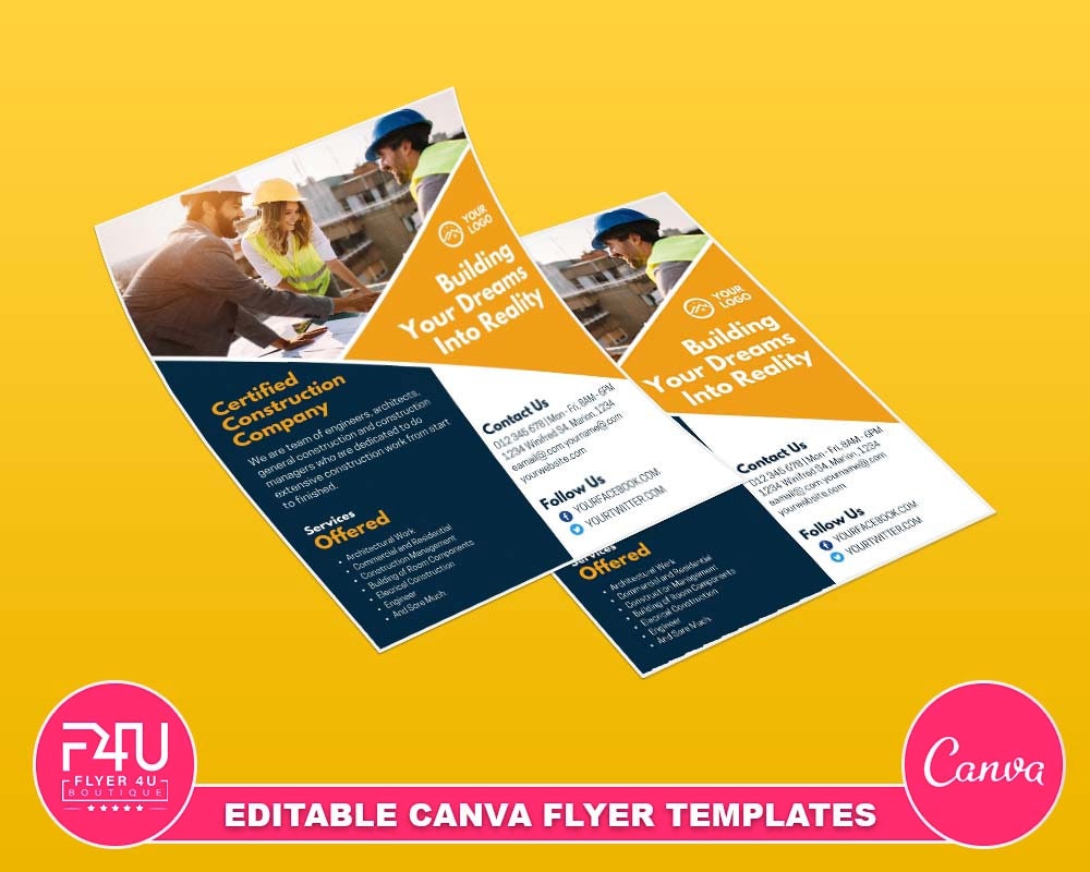 Concrete Business Flyers, DIY Canva Concrete Business Flyers, Editable ...