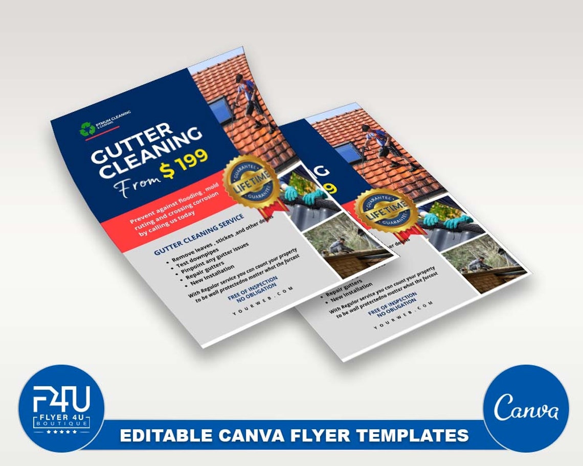 Gutter Cleaning Flyer DIY Canva Gutter Cleaning Flyer - Etsy