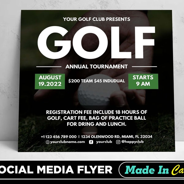 Golf Social Media Template - Etsy