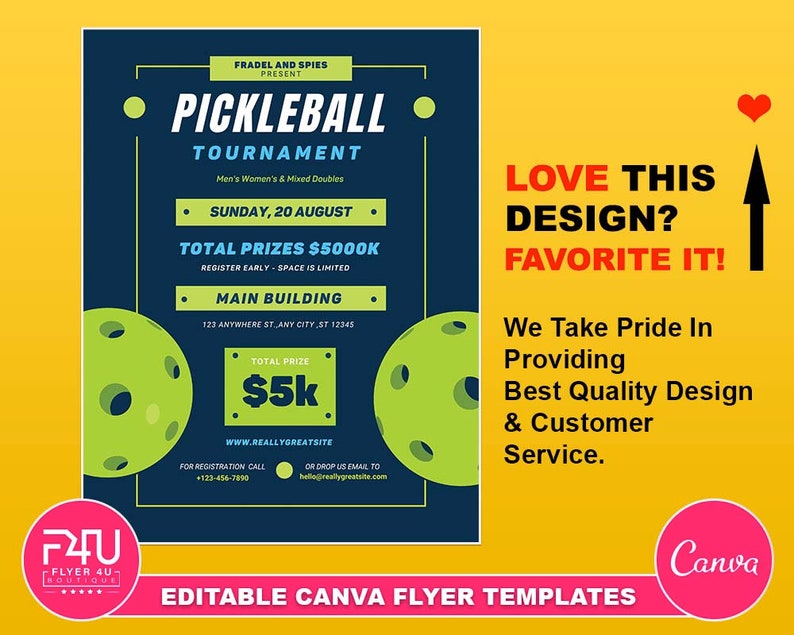 Pickleball Tournament Flyer, DIY Canva Pickleball Tournament Flyer ...