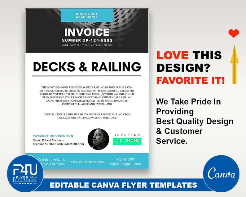 Decks and Railing Flyer DIY Canva Decks & Railing Template - Etsy