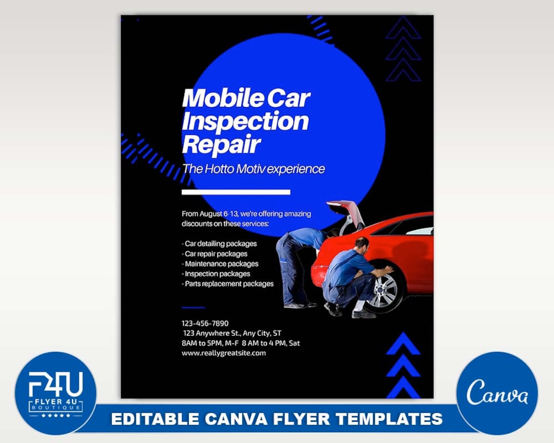 Mobile Car Inspection Flyer, DIY Canva Mobile Car Inspection Flyer ...