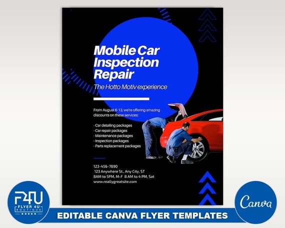Mobile Car Inspection Flyer DIY Canva Mobile Car Inspection | Etsy