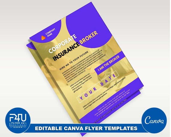 Design & Templates Corporate Insurance Broker Flyer,DIY Canva Corporate ...