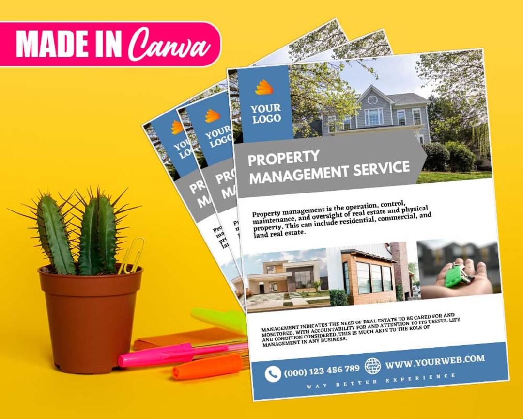 Property Management Service Flyer, DIY Canva Property Management ...