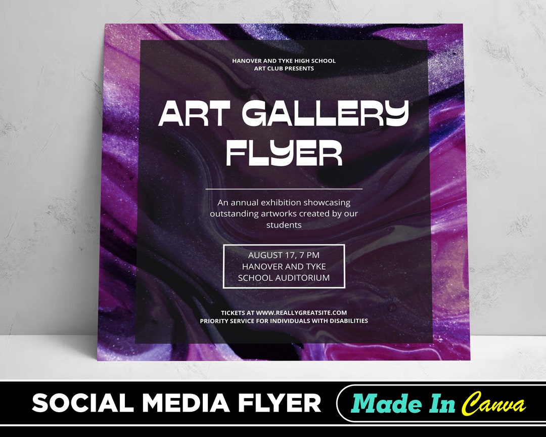 Art Gallery Flyer, DIY Canva Art Gallery Flyer Template 2022, Editable ...