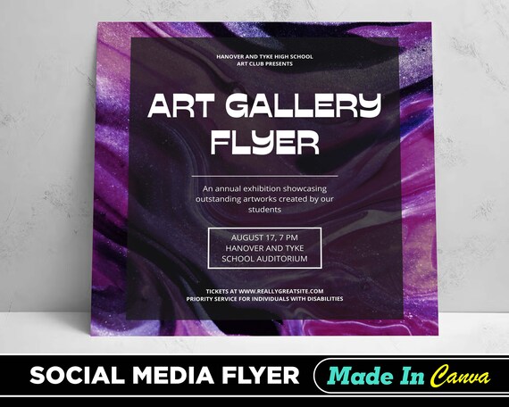 Art Gallery Flyer DIY Canva Art Gallery Flyer Template 2022 - Etsy Hong ...