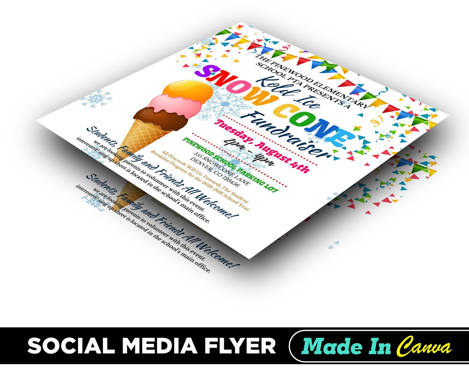 Snow Cone Flyer, DIY Canva Snow Cone Flyer Template 2022, Editable ...