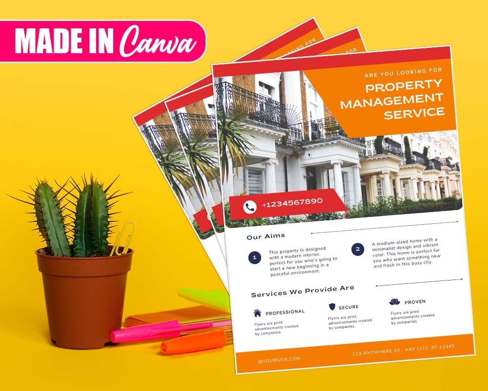 Property Management Service Flyer, DIY Canva Property Management ...