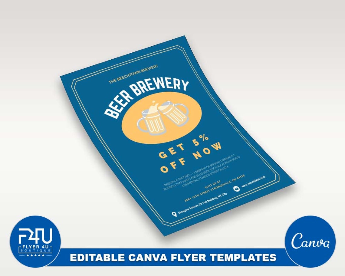 Beer Brewery Flyer DIY Canva Beer Brewery Flyer Template - Etsy
