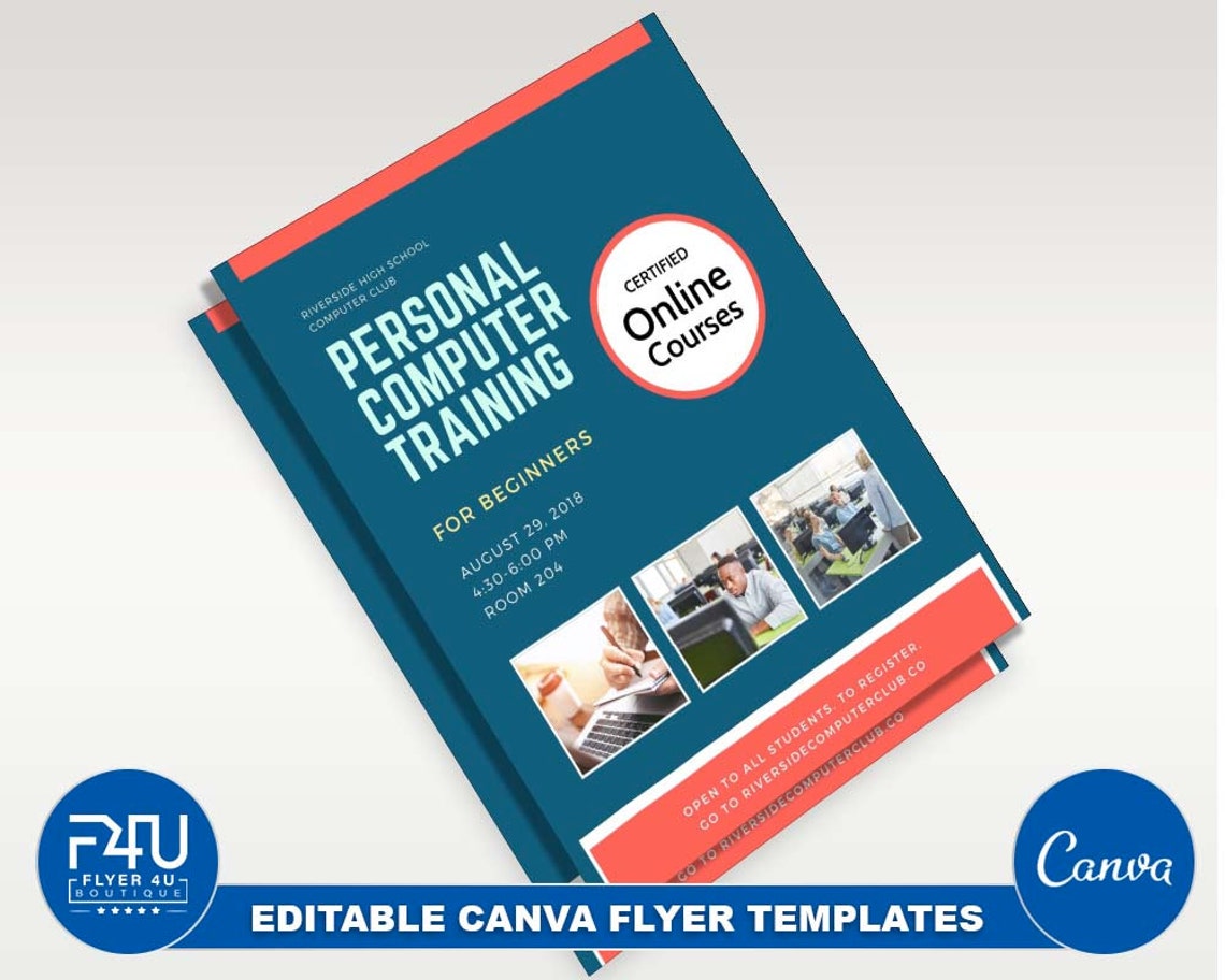 Personal Computer Training Flyer DIY Canva Personal Computer | Etsy