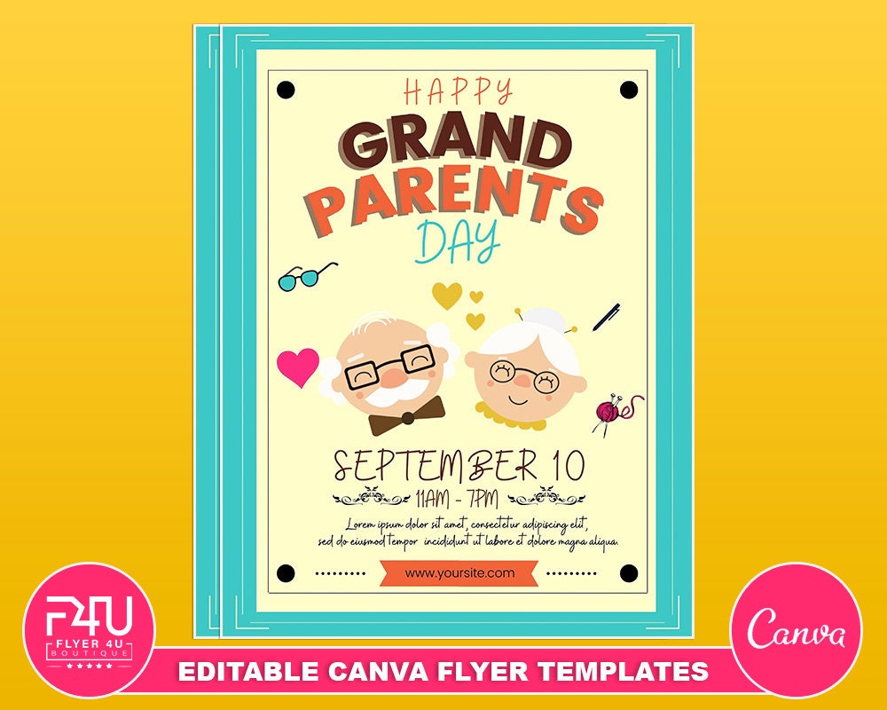 Grandparents Day Flyer, DIY Canva Grandparents Day Flyer Template 2022 ...