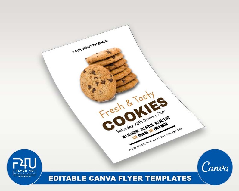 Cookies Flyer, DIY Canva Cookies Flyer Template 2022, Editable Canva US ...