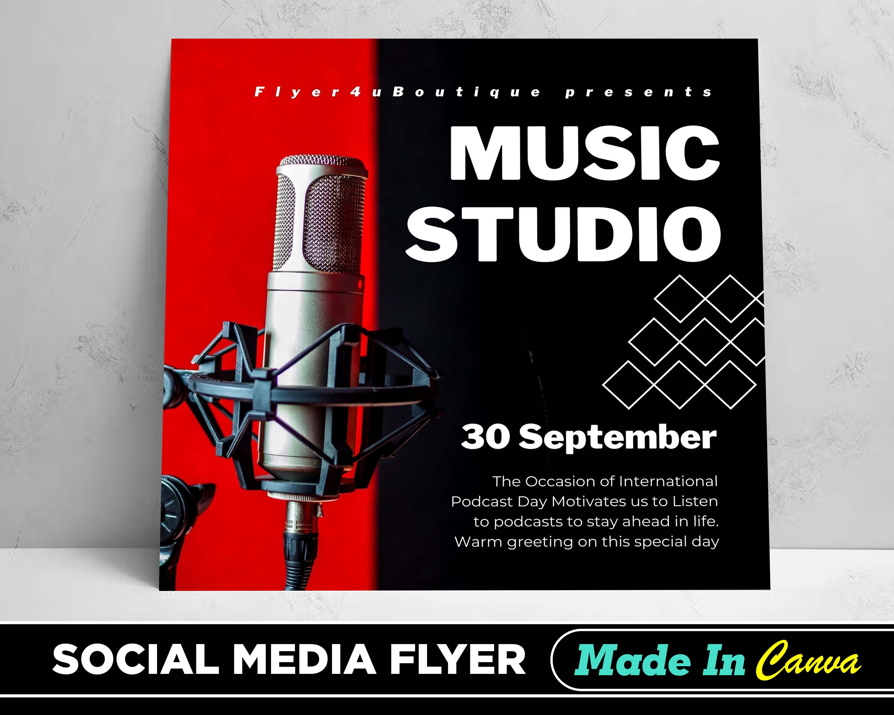 Music Studio Flyer, DIY Canva Music Studio Flyer Template, Editable ...
