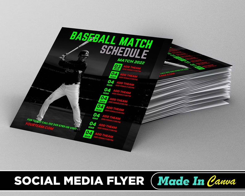 Baseball Game Schedule Flyer, DIY Canva Baseball Game Schedule Flyer ...