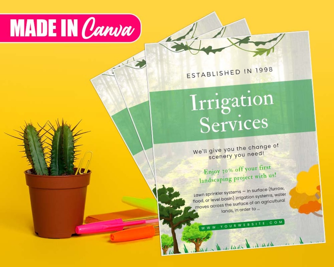 Irrigation Services Flyer, DIY Canva Irrigation Servicesflyer Template ...