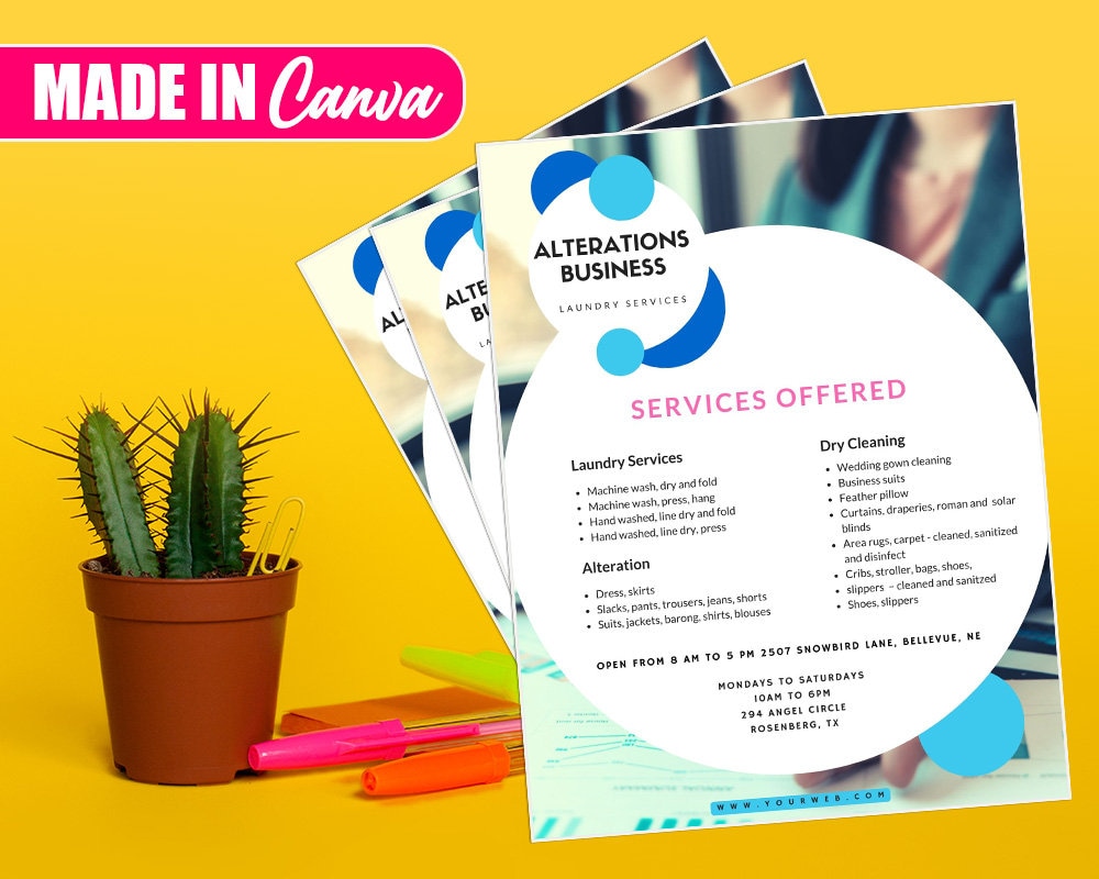 Alterations Seamstress Business Flyer, DIY Canva Alterations Seamstress ...