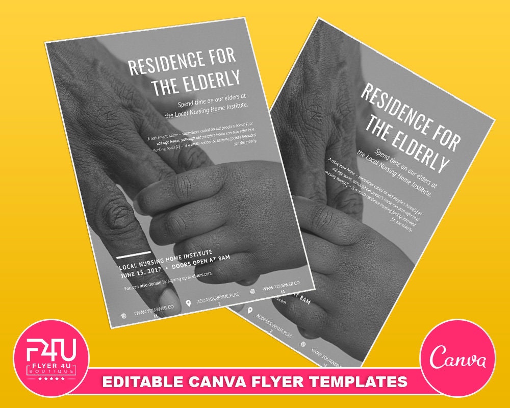 Residence for the Elderly Flyer DIY Canva Residence for the - Etsy