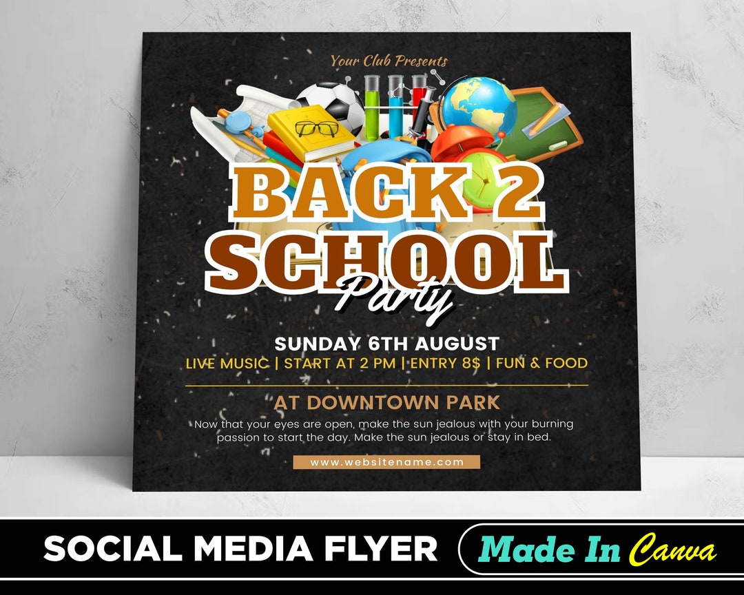 School Party Flyer, DIY Canva School Party Flyer Template 2022 ...