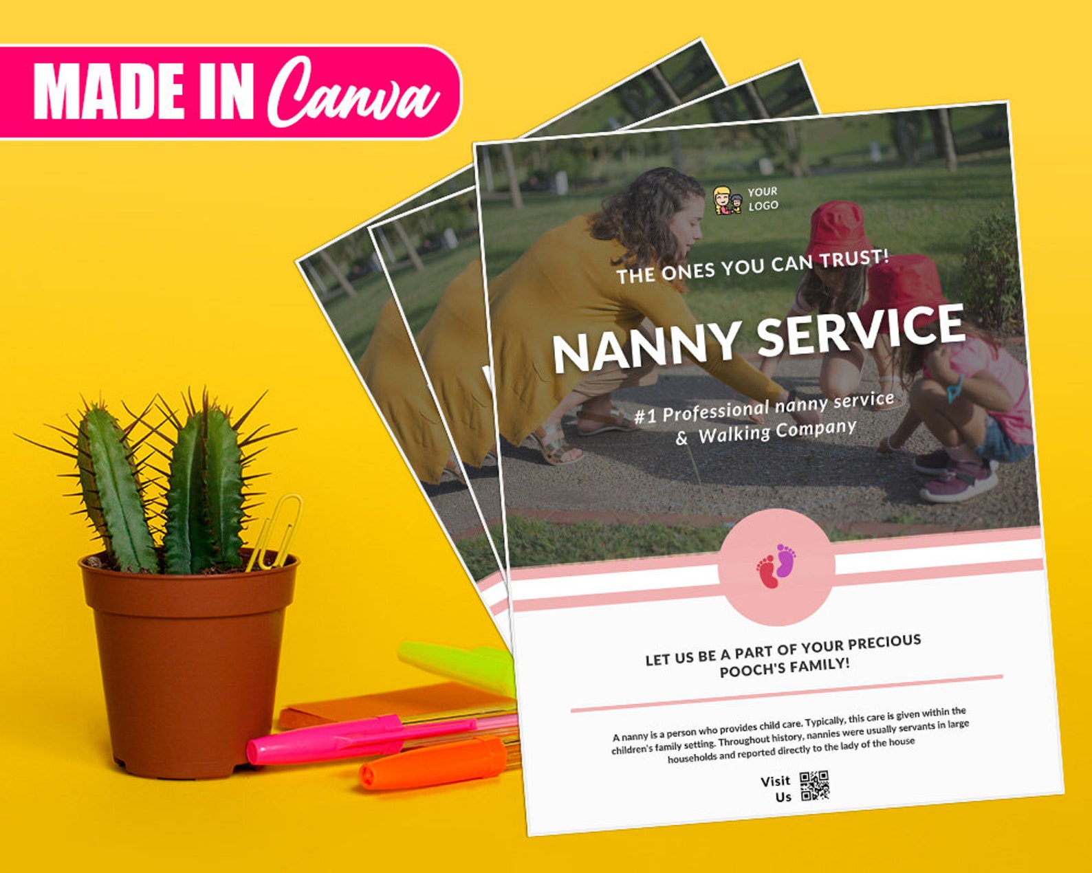 Nanny Service Flyer, DIY Canva Nanny Service Flyer Template 2022 ...