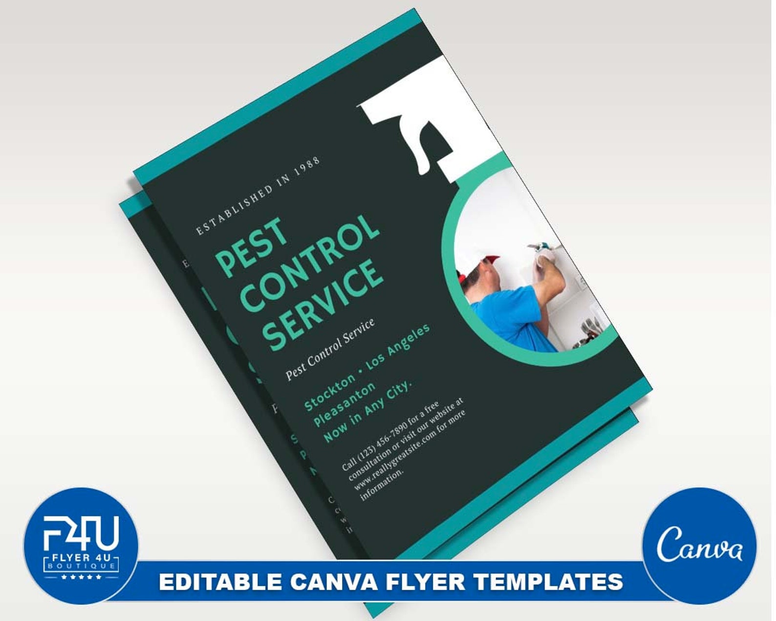 Pest Control Service Flyer DIY Canva Pest Control Service | Etsy