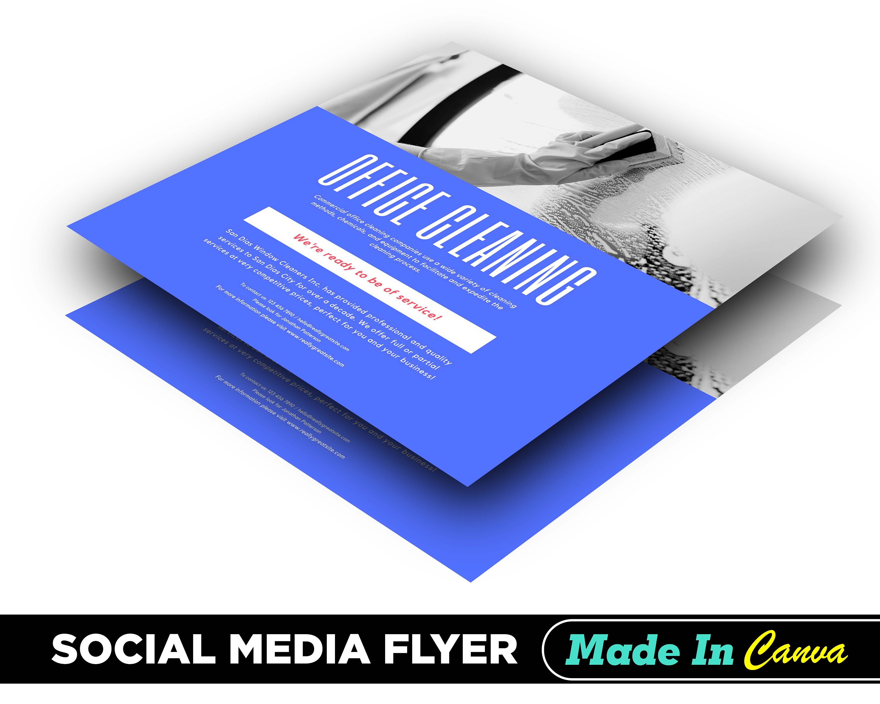 Office Cleaning Flyer, DIY Canva Office Flyer, Editable Social Media Flyer Template for Office ...