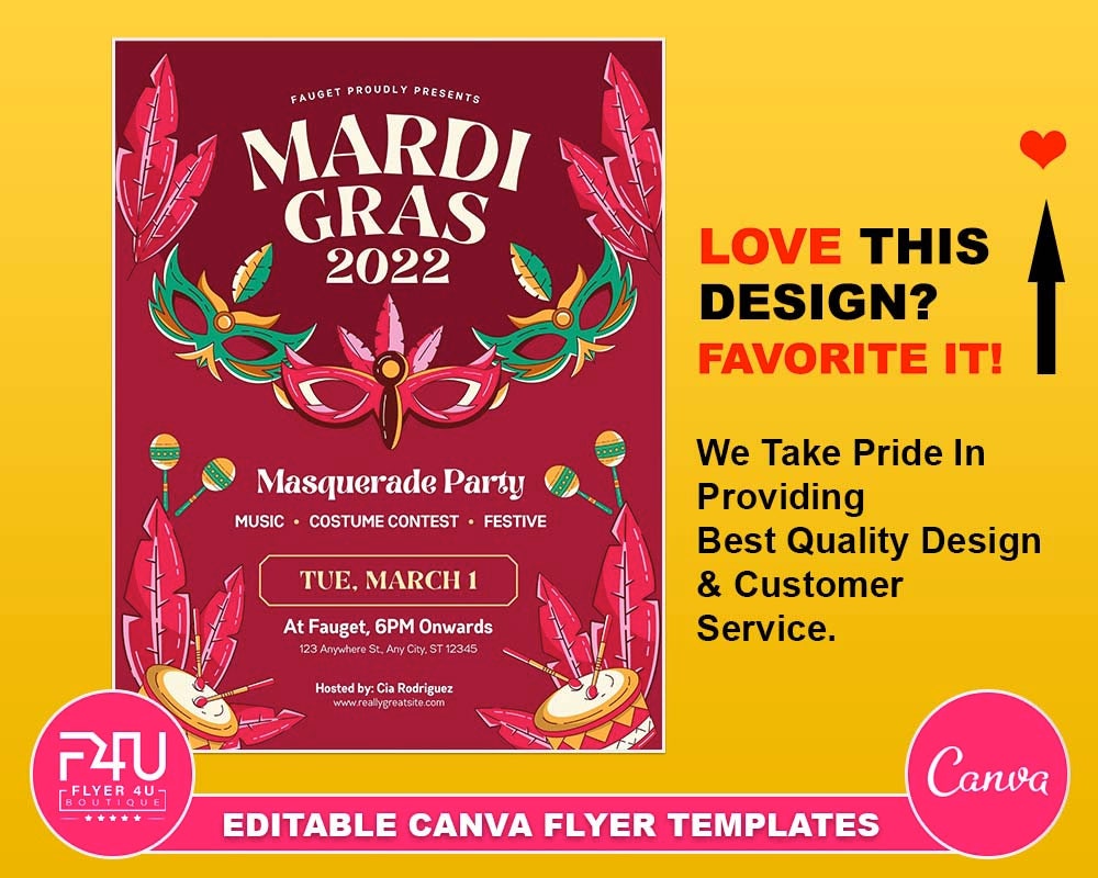 Mardi Gras Carnival Party Flyer DIY Canva Mardi Gras Carnival - Etsy