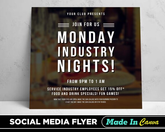 Industry Night Flyer DIY Canva Industry Night Flyer Template - Etsy ...