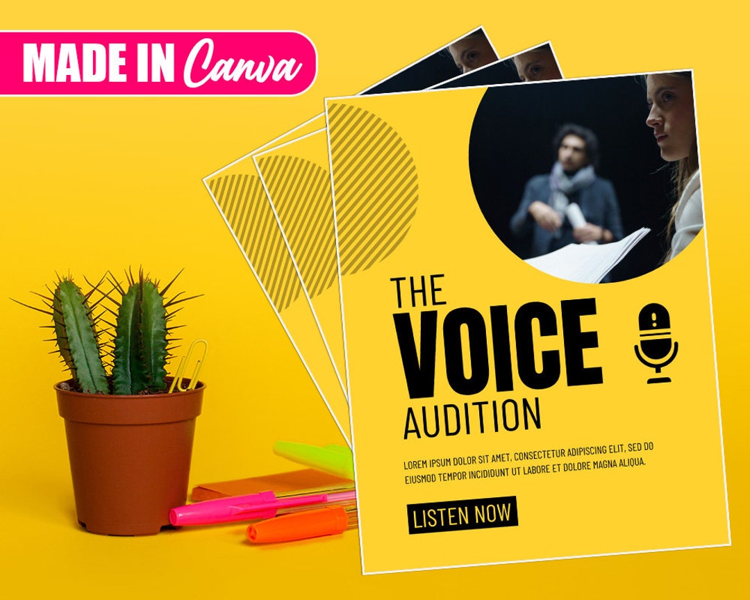 Voice Audition Flyer, DIY Canva Voice Audition Flyer, Editable Canva US ...