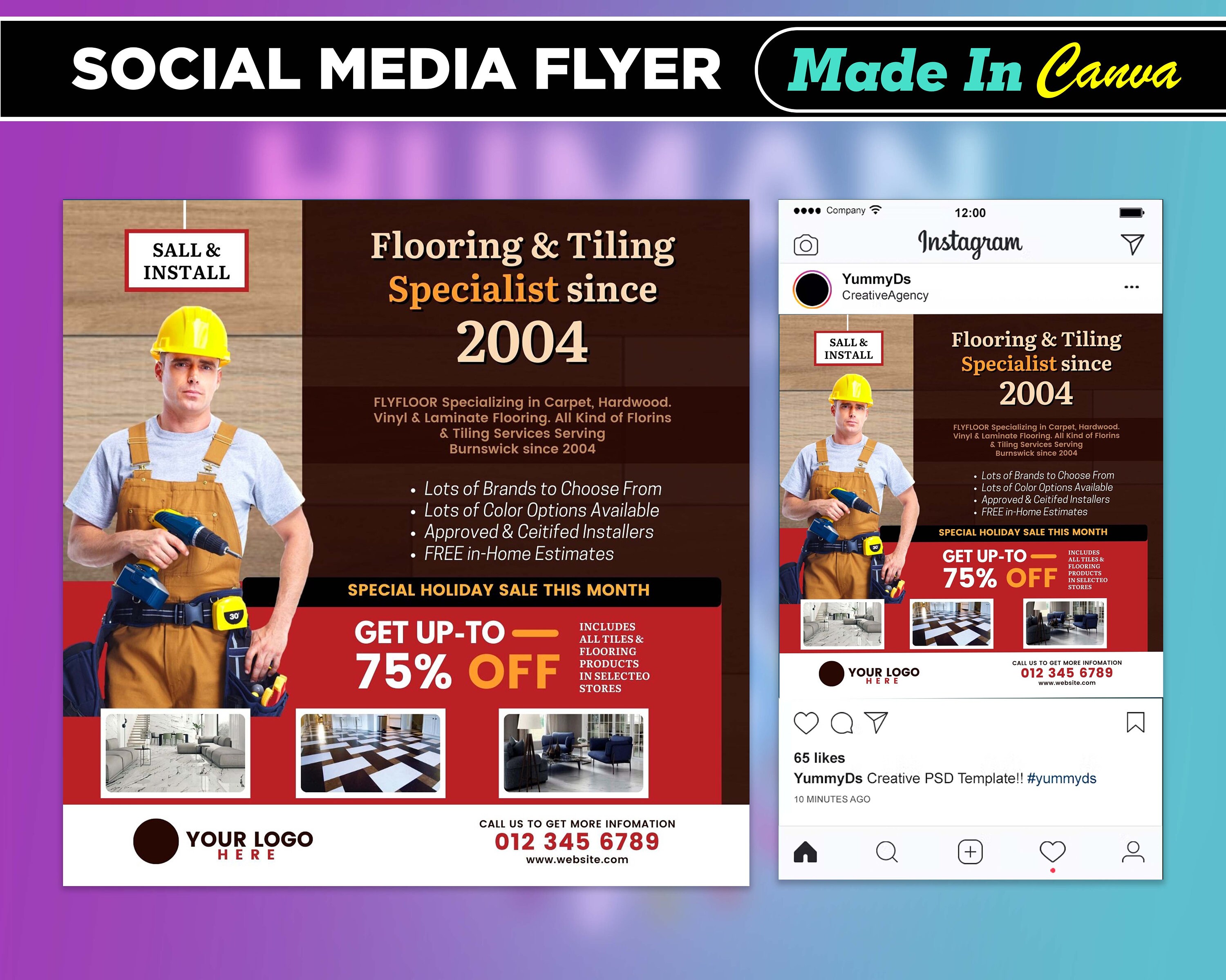 Tiles Flyer, DIY Canva Tiles Flyer Template 2022, Editable Social Media ...