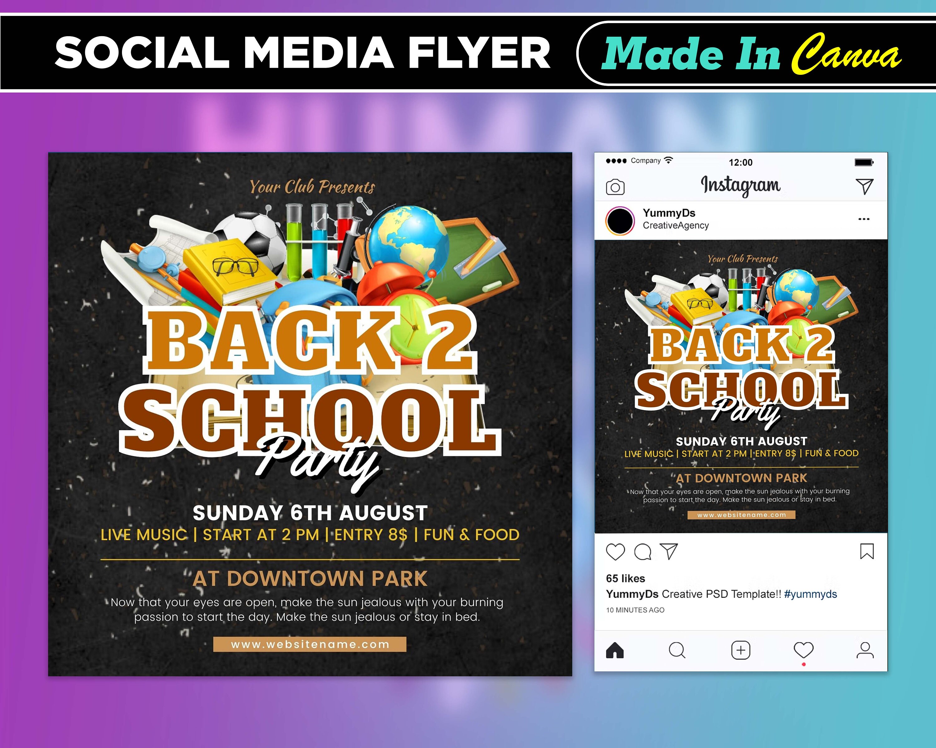 School Party Flyer, DIY Canva School Party Flyer Template 2022 ...