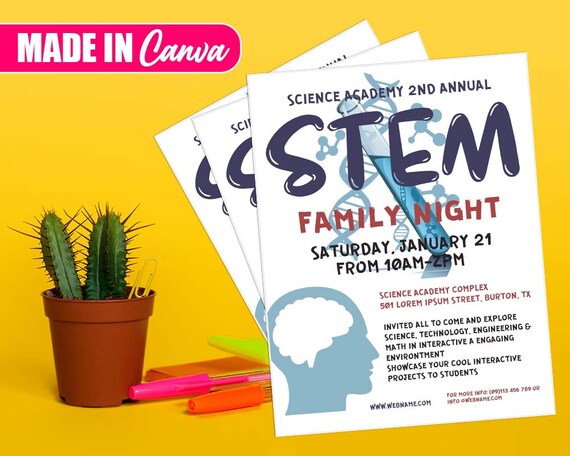 STEM Event Flyer DIY Canva Stem Event Flyer Editable Canva | Etsy