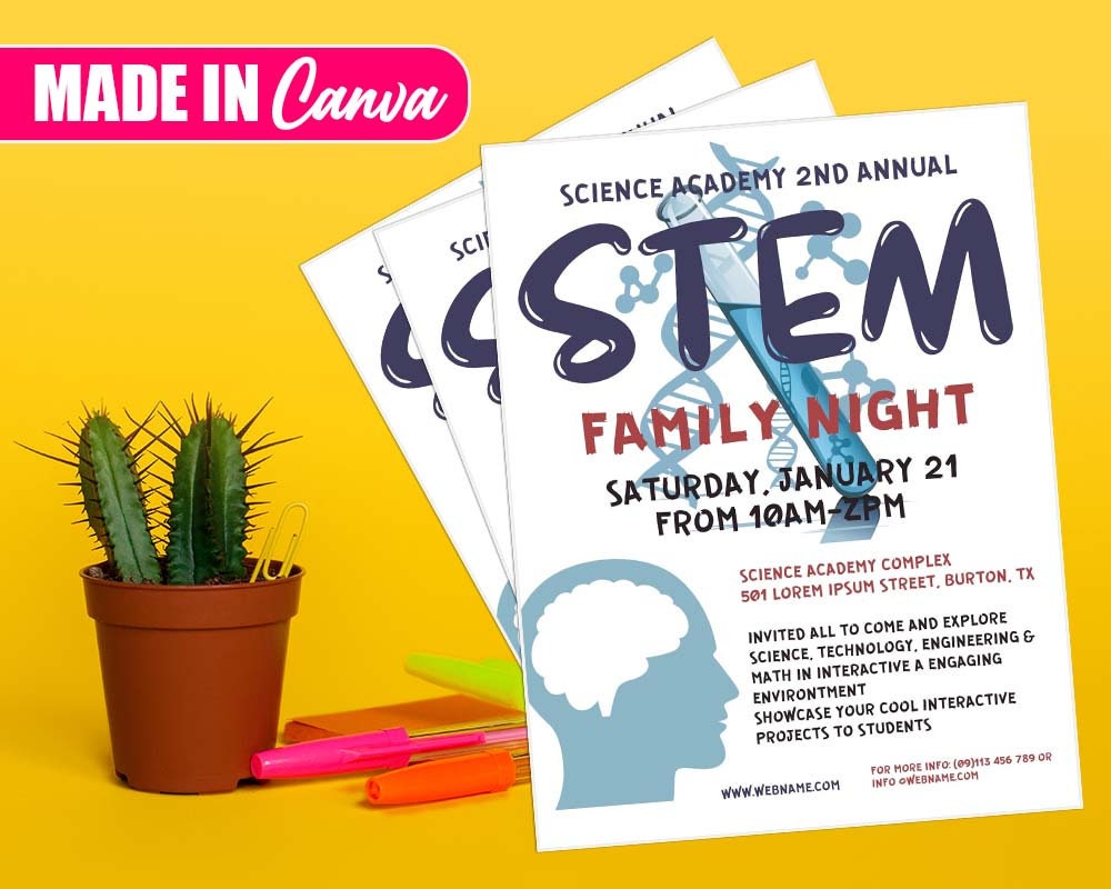 STEM Event Flyer, DIY Canva Stem Event Flyer, Editable Canva US Letter ...