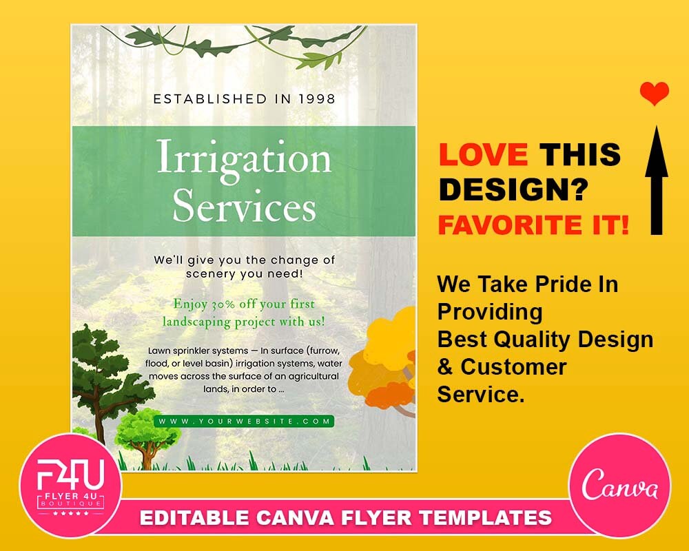 Irrigation Services Flyer DIY Canva Irrigation Servicesflyer - Etsy
