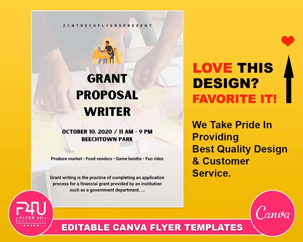 Grant Proposal Writer Flyer DIY Canva Grant Proposal Writer - Etsy