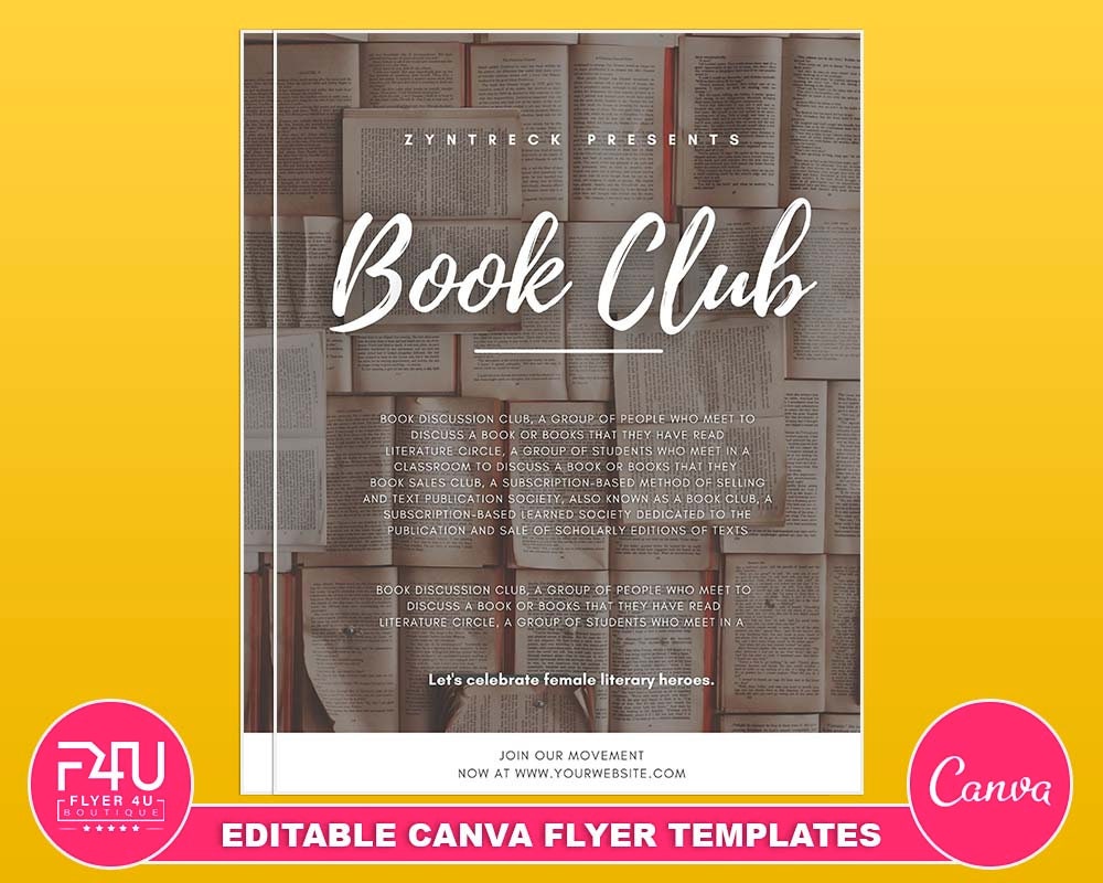 Paper & Party Supplies Book Club Flyer DIY Canva Book Club Templates ...