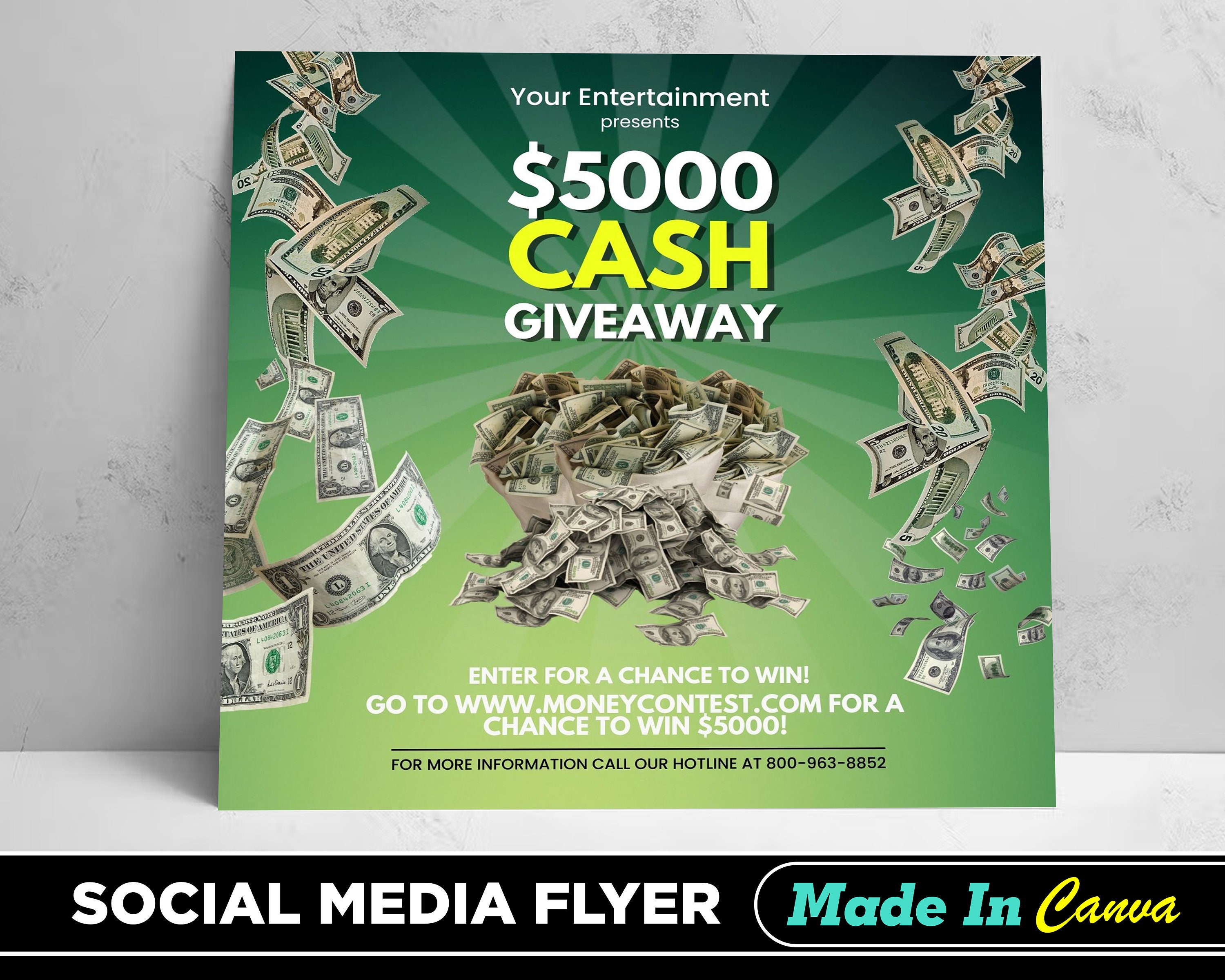 Giveaway Flyer, DIY Canva Giveaway Flyer Template, Editable Canva ...